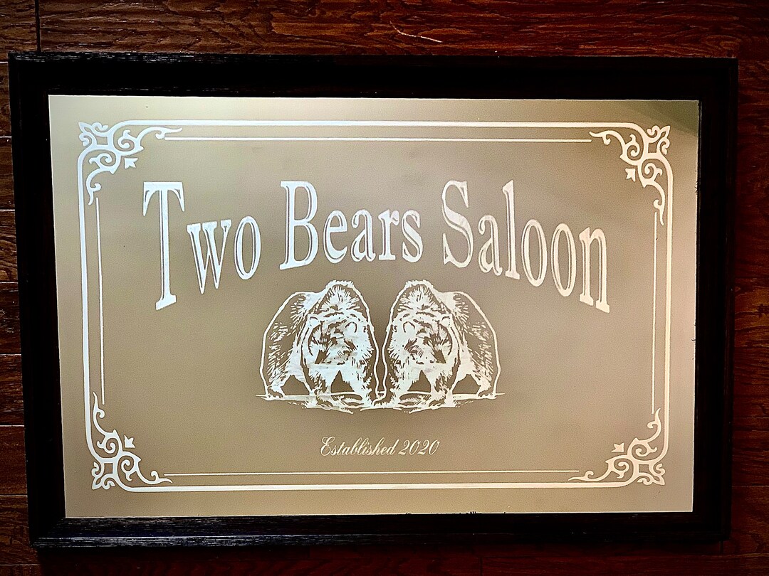 Custom Bear Saloon Mirror|large Mirror|personalized Bar Mirror ...