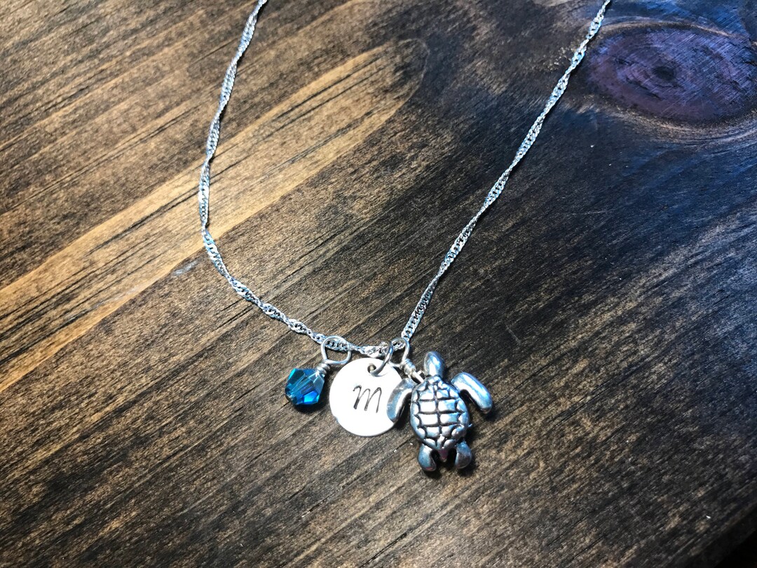 Custom Hand Stamped Nautical Sea Turtle Necklace - Etsy