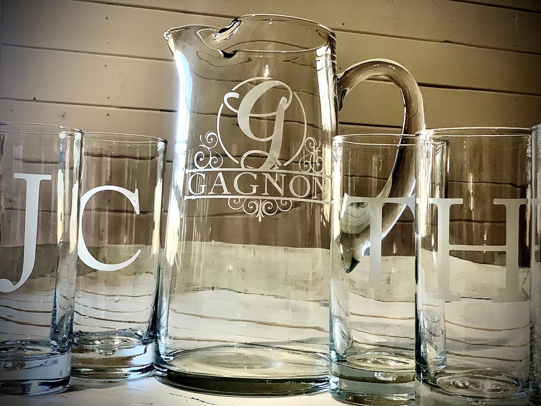 Personalized Custom Engraved Pitcher & Glass Set|glass Lemonade Pitcher ...