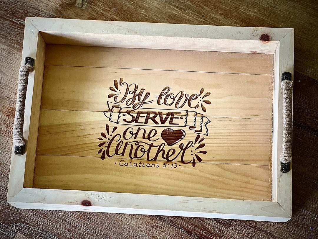 Custom Wood Tray, Rustic Serving Tray, Wooden Tray With Handles, Wood ...