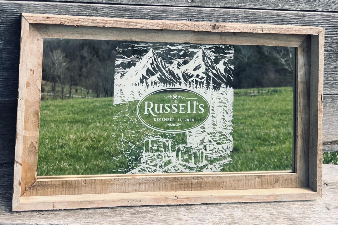 Personalized 12x24 Rustic Cabin Mirror With Barnwood Frame | Custom ...