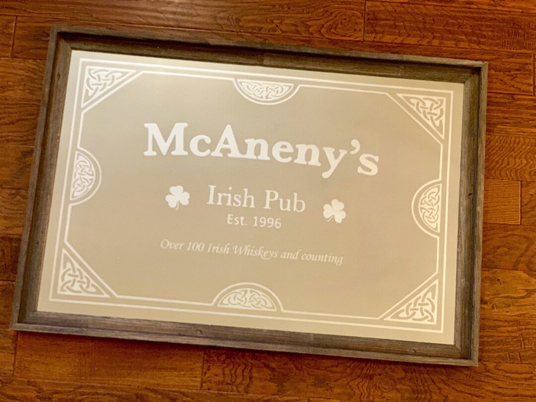 Personalized Irish Pub Mirror in Barnwood Frame|personalized Bar Mirror ...
