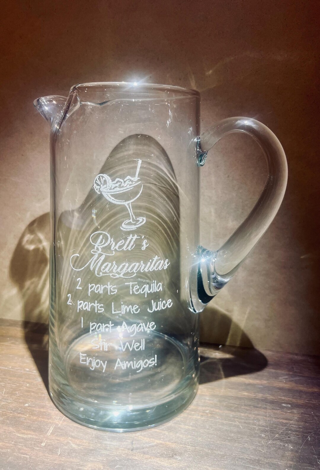 Personalized Engraved Margarita Recipe Pitcher | Custom Glass Pitcher ...