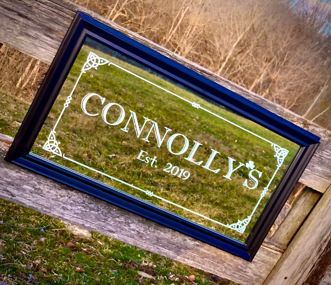 Personalized Irish Pub Mirror in Black Frame|personalized Bar Mirror ...