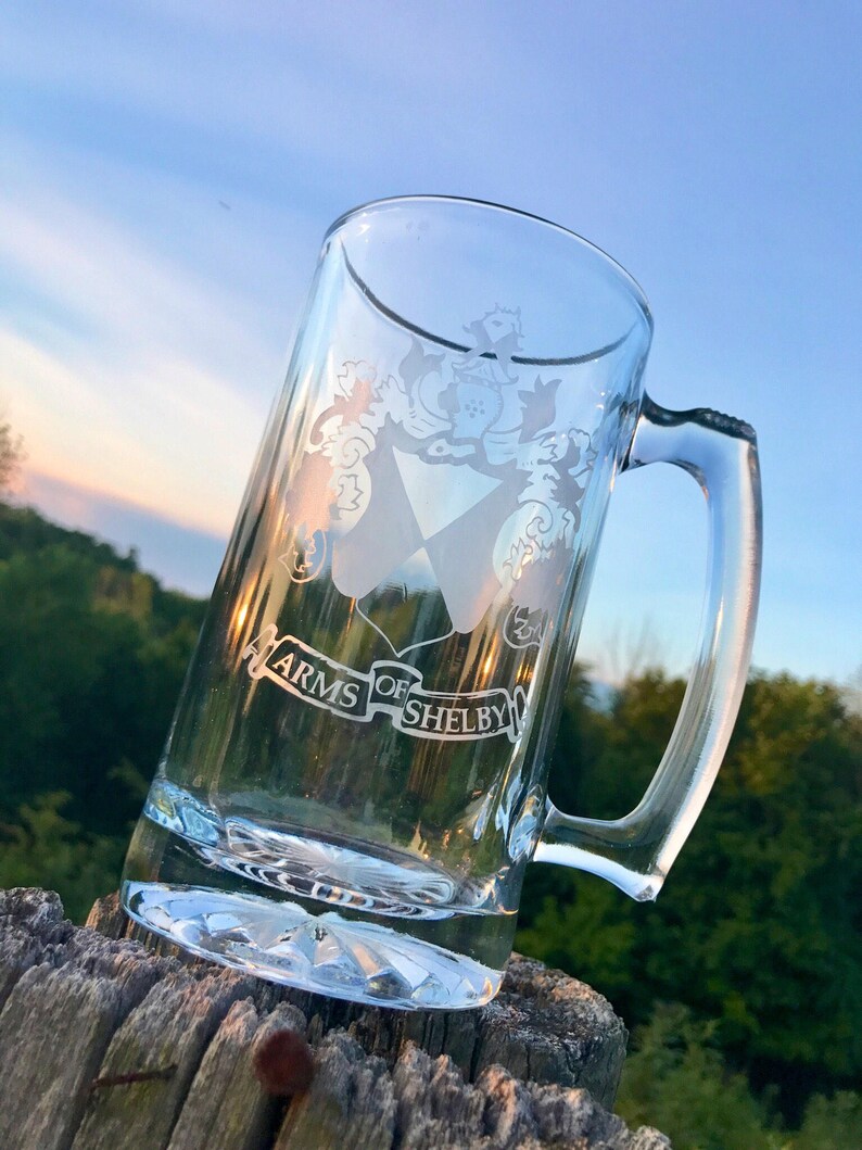 Custom Etched Glass Beer Stein - Etsy