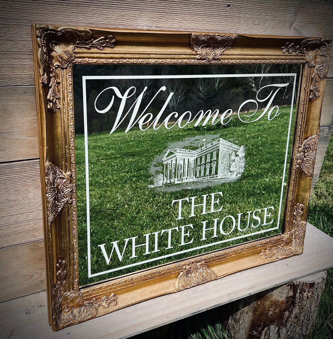 Elegant Gold Framed House Sketch Mirrorvintage Gold - Etsy