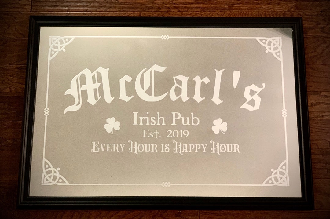 Custom Irish Pub Mirror 24×36″ – Personalized Etched Pub Sign, Large ...