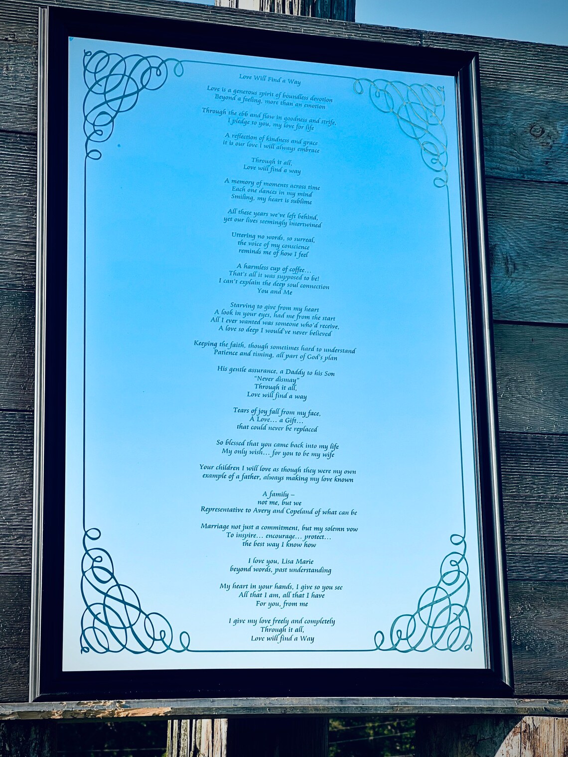 Personalized Poem Mirrorcustom Poem Print Framedcustom Poem - Etsy