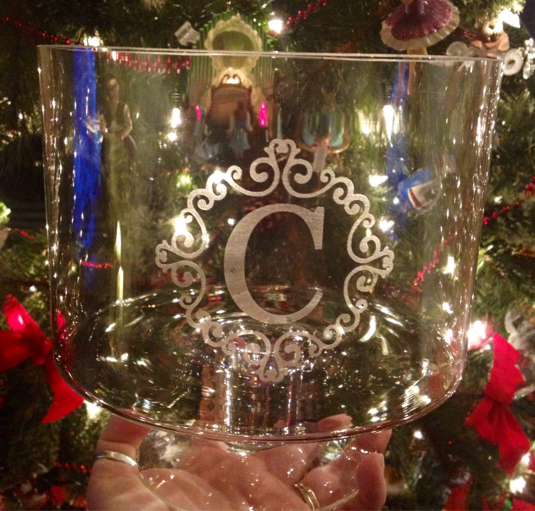 Personalized Monogrammed Initial Dessert Dish, Glass Trifle Bowl, - Etsy