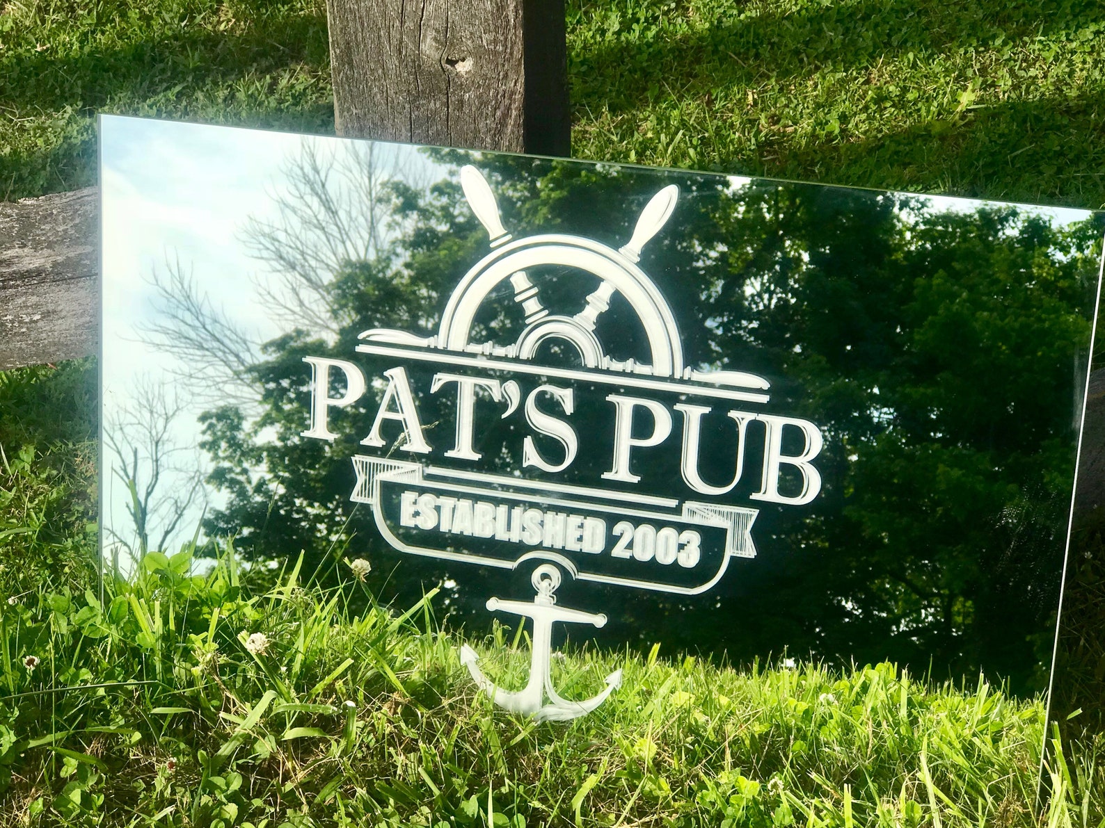 Custom Personalized Nautical Ship Wheel Pub Mirror Large | Etsy