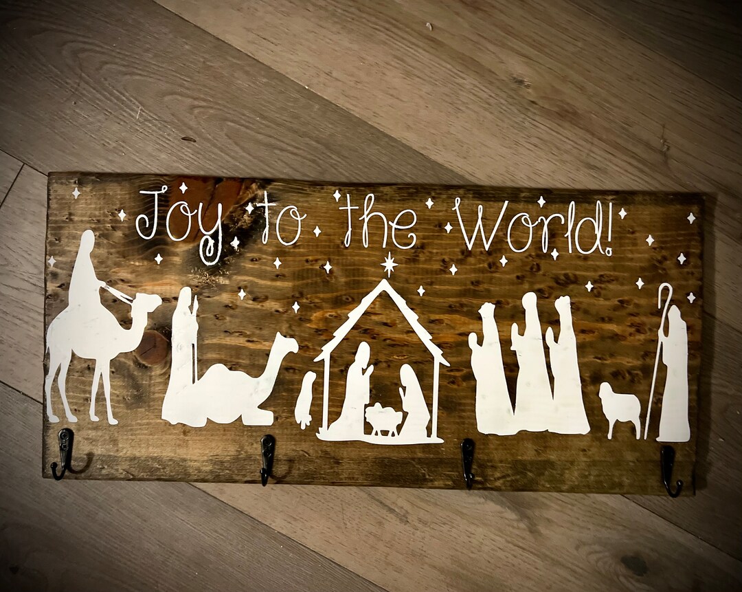 Custom Nativity Wall Stocking Hanger|rustic Stocking Holder|joy to the ...