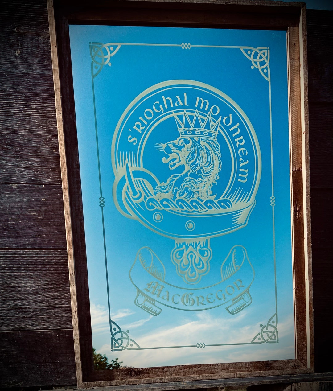 Vertical Family Crest Coat of Arms Mirror in Barnwood Frame ...
