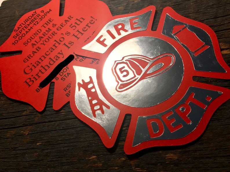 Custom Fire Chief Fireman Badge Birthday Invitation - Etsy