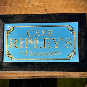 Custom Cafe Mirror|gold Leaf Restaurant Sign|personalized Lobby Mirror ...