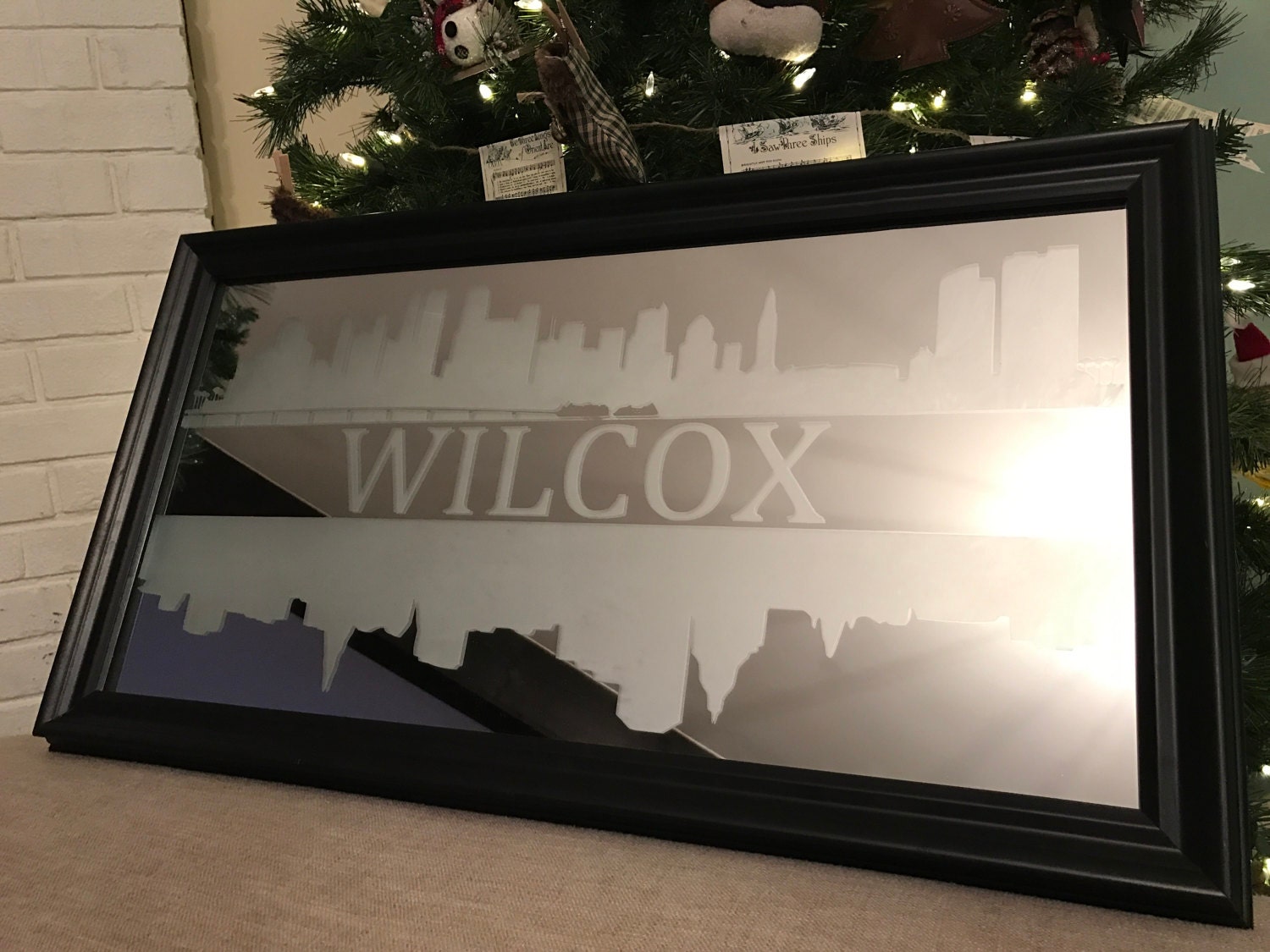 Custom Personalized City Skyline Mirror, Large Mirror, Personalized Bar ...