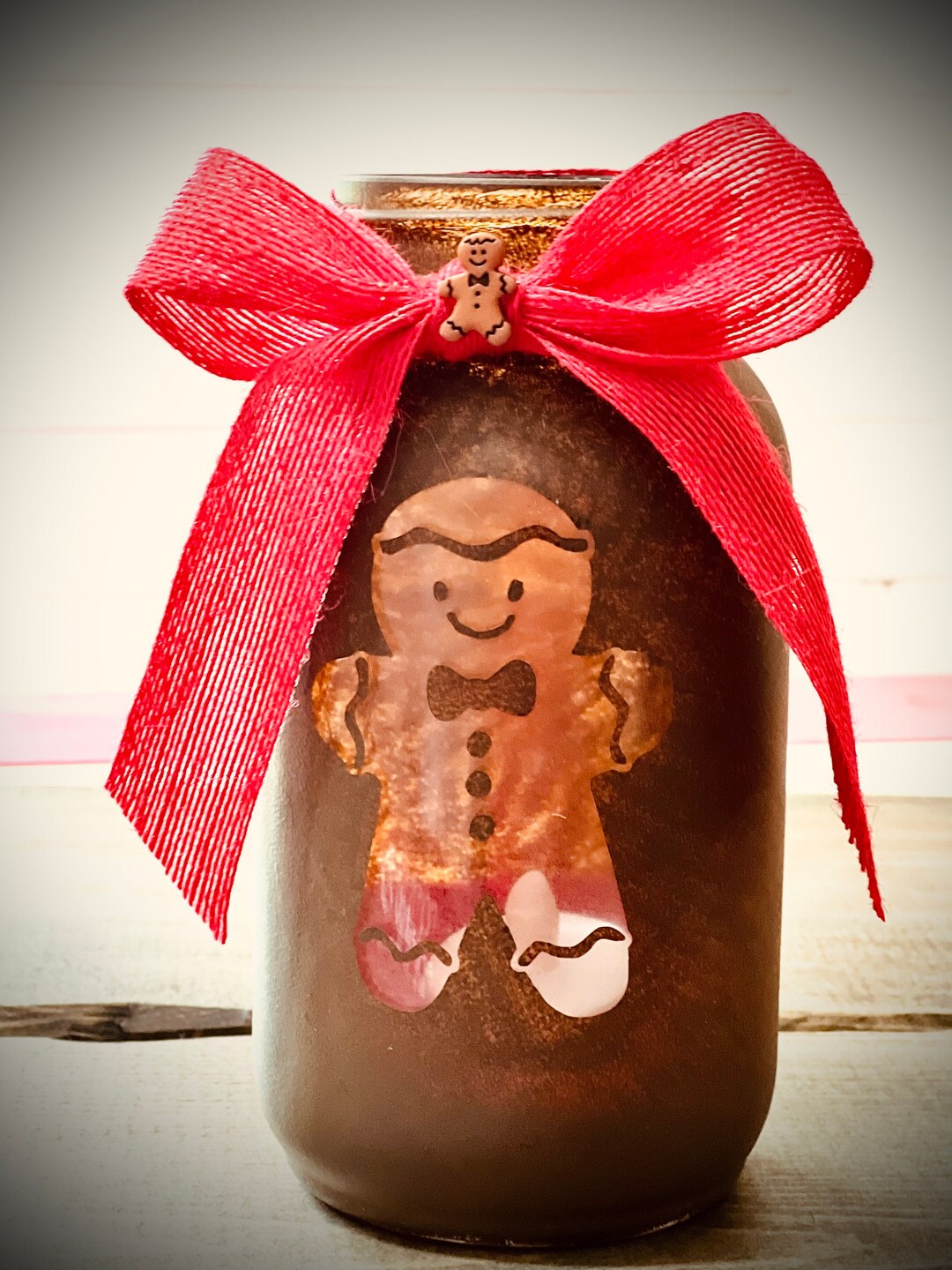 Hand Painted Gingerbread Man Mason Jar Candle Holder|christmas Jar ...