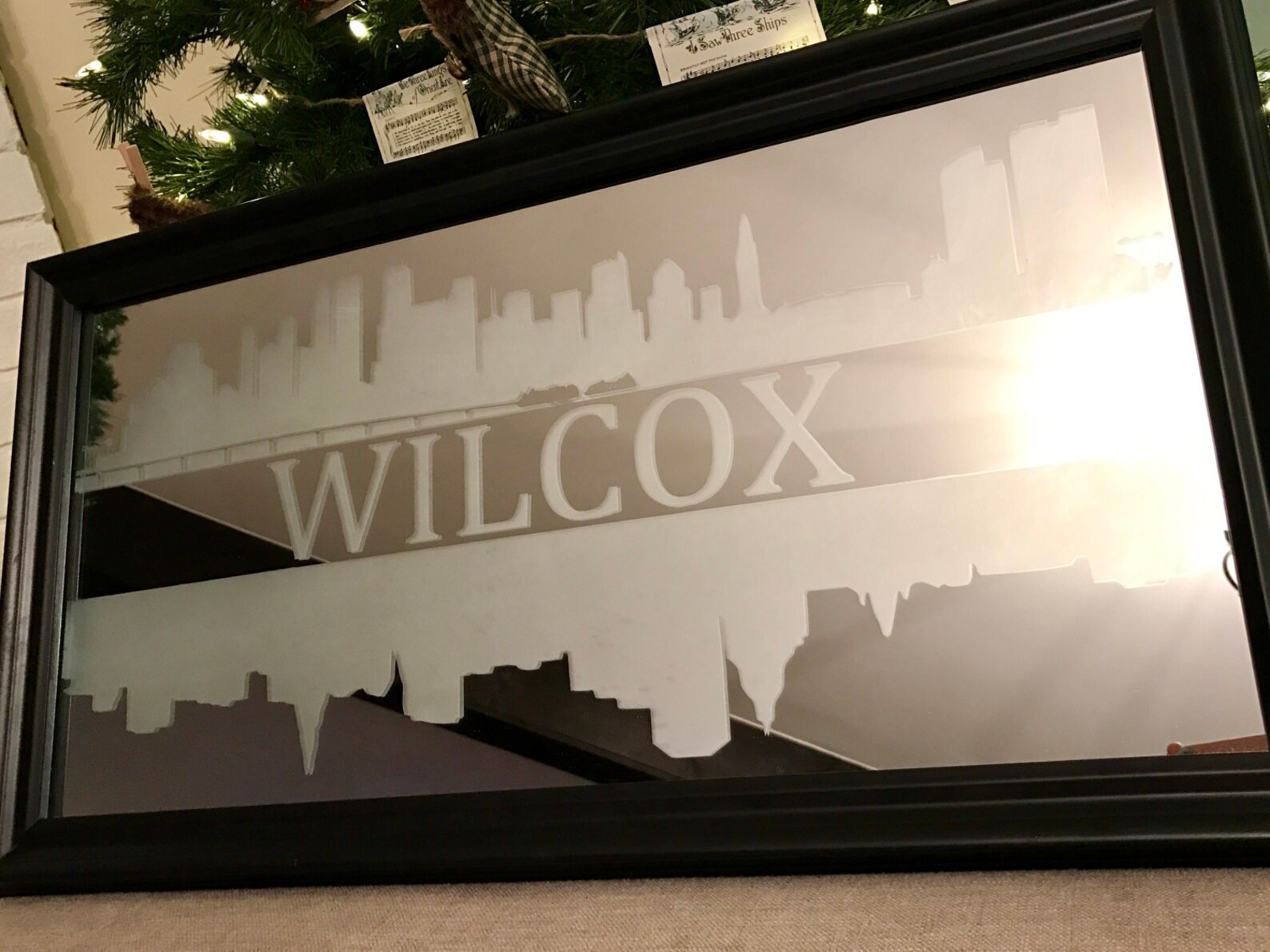 Custom Personalized City Skyline Mirror, Large Mirror, Personalized Bar ...