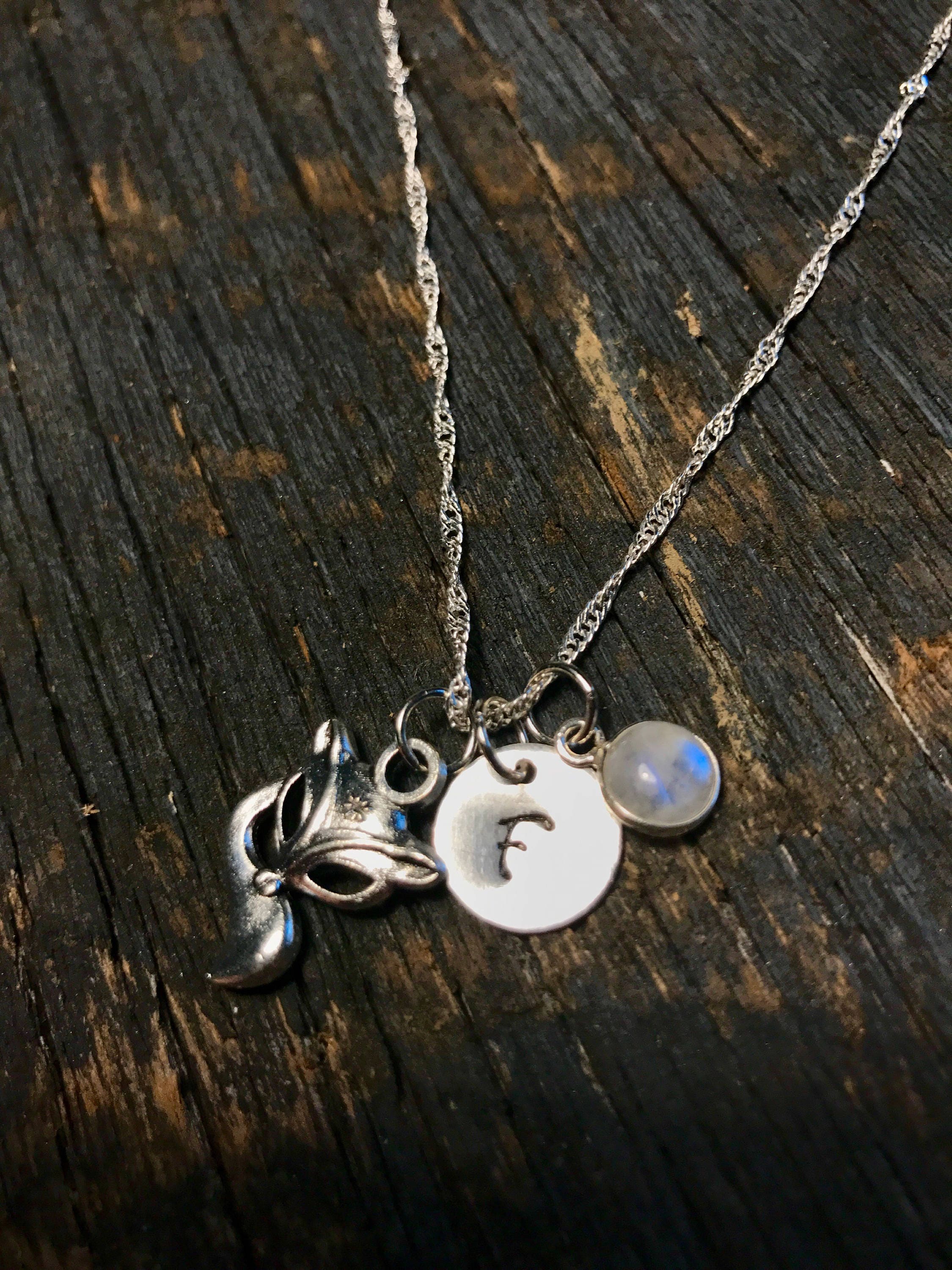 Custom Hand Stamped Fox Necklace With Birthstone - Etsy
