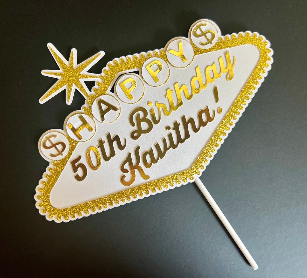 Handmade Gold Vegas Birthday Cake Topper or Centerpiece Stakes|slot ...