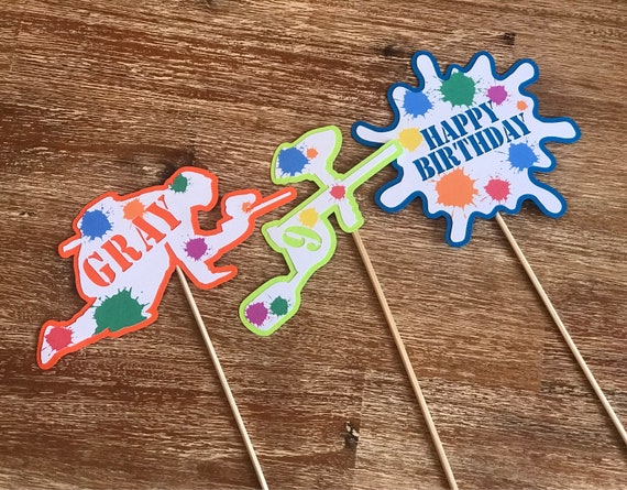 Handmade Paintball Cupcake Toppers or Centerpiece Stakes - Etsy