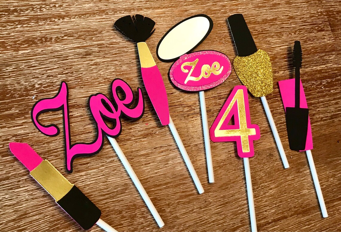 Custom Spa, Glam, Make-up Birthday Cupcake Toppers or Centerpiece ...
