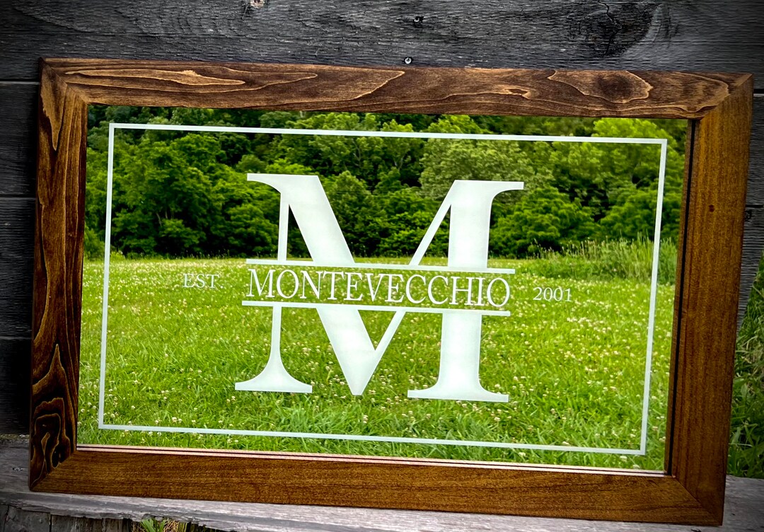 Timeless Reflections: Personalized Engraved 24x36 Walnut Framed Mirror ...
