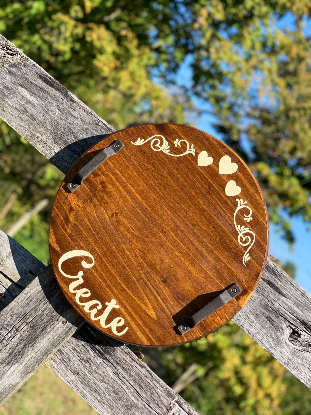 Custom 18 Round Barrel Lid Wood Lazy Susan Rustic | Etsy