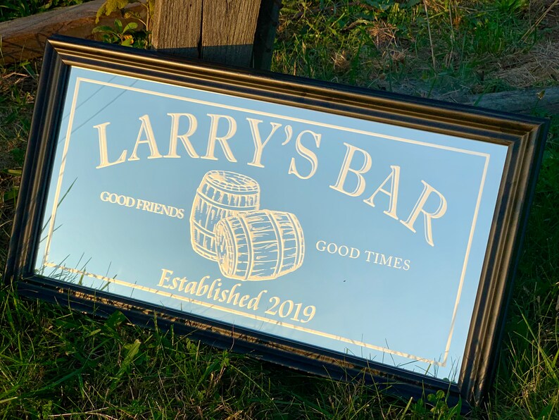 Personalized Black Bar Mirror|large Bar Mirror|personalized Bar Mirror ...