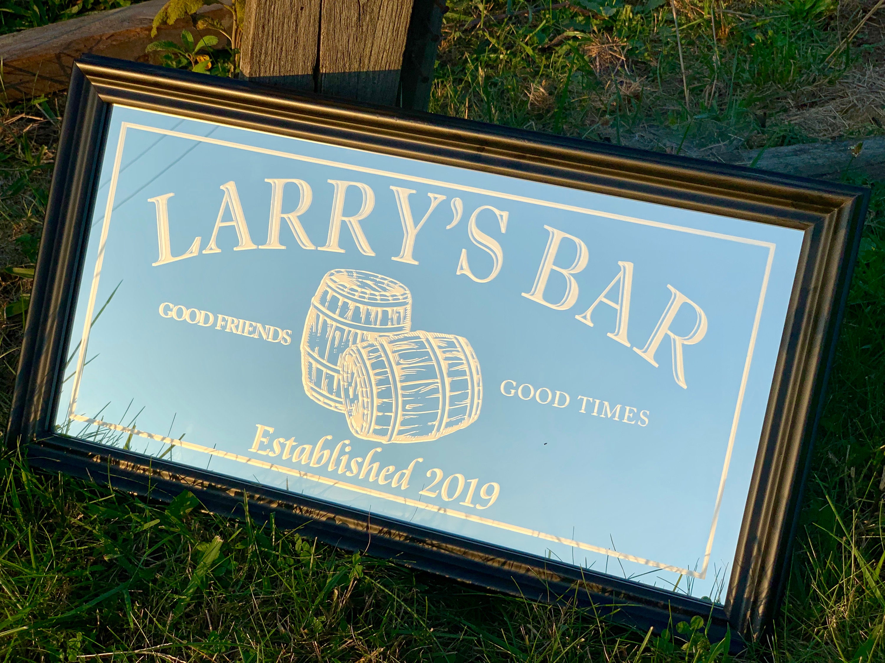 Personalized Black Bar Mirror|large Bar Mirror|personalized Bar Mirror ...