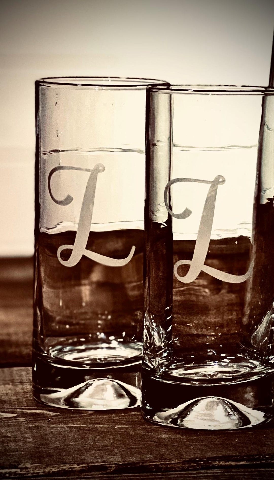 Personalized Etched Glass Collins Tumblers With Monogram Initial or ...