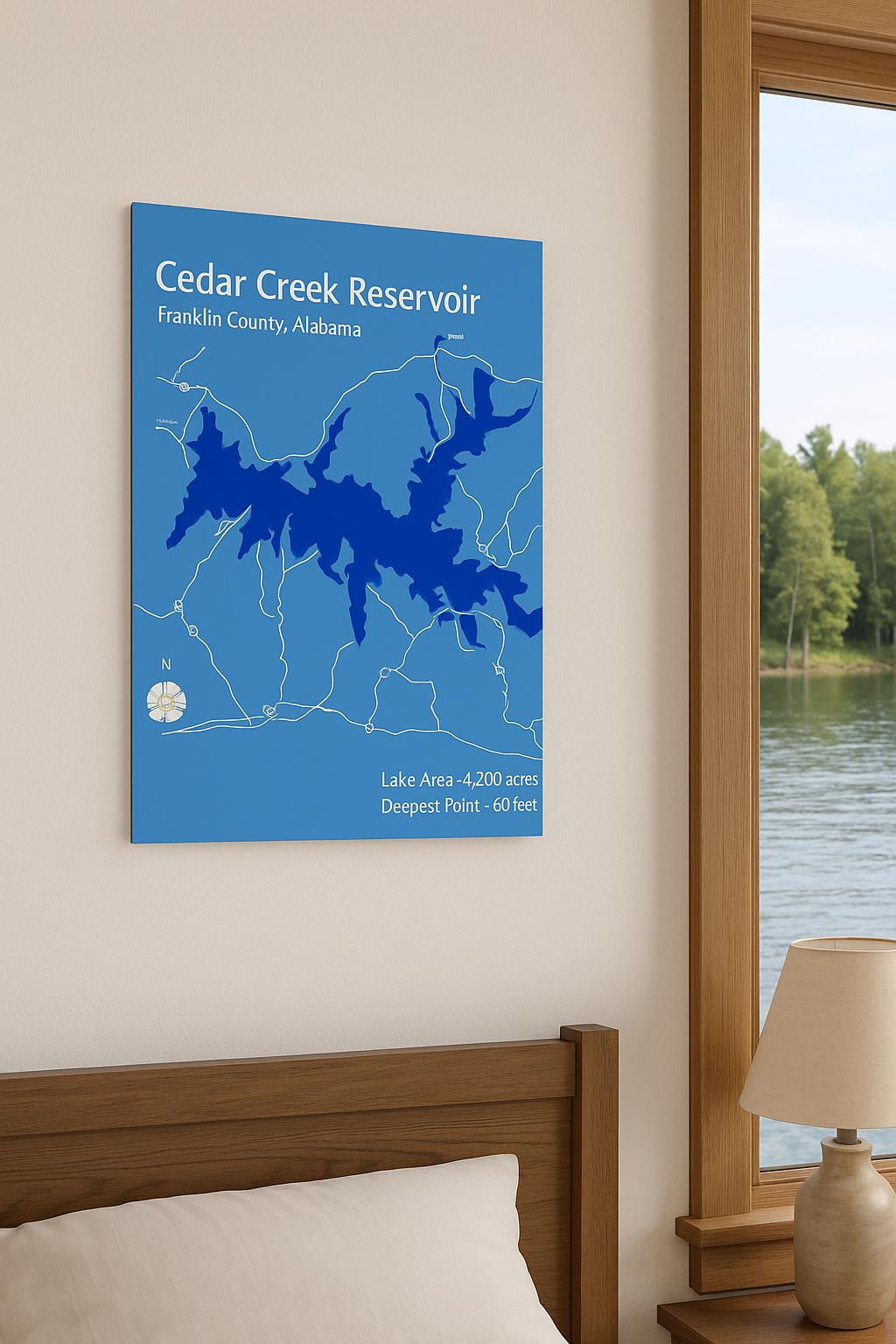 Custom Engraved Lake Map Mirror • Personalized Reservoir or Lake ...