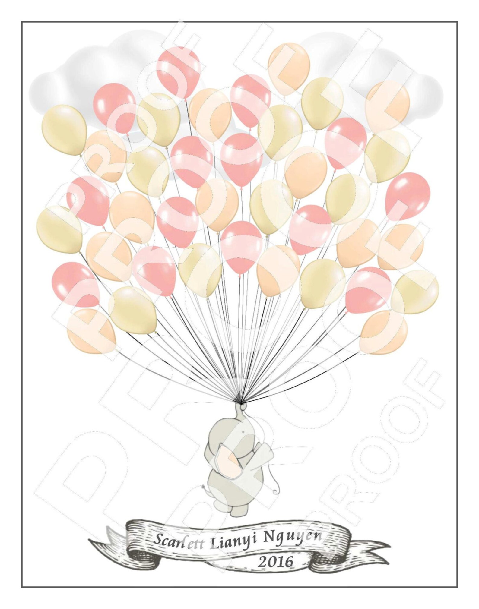 Personalized Yellow Gender Neutral Elephant Baby Shower Guest | Etsy