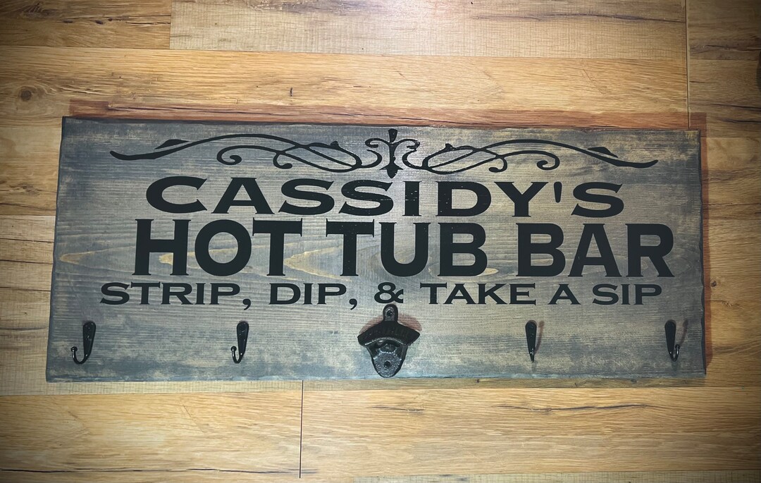 Customizable Hot Tub Towel Rack Sign With Hooks and Bottle Opener|hot ...