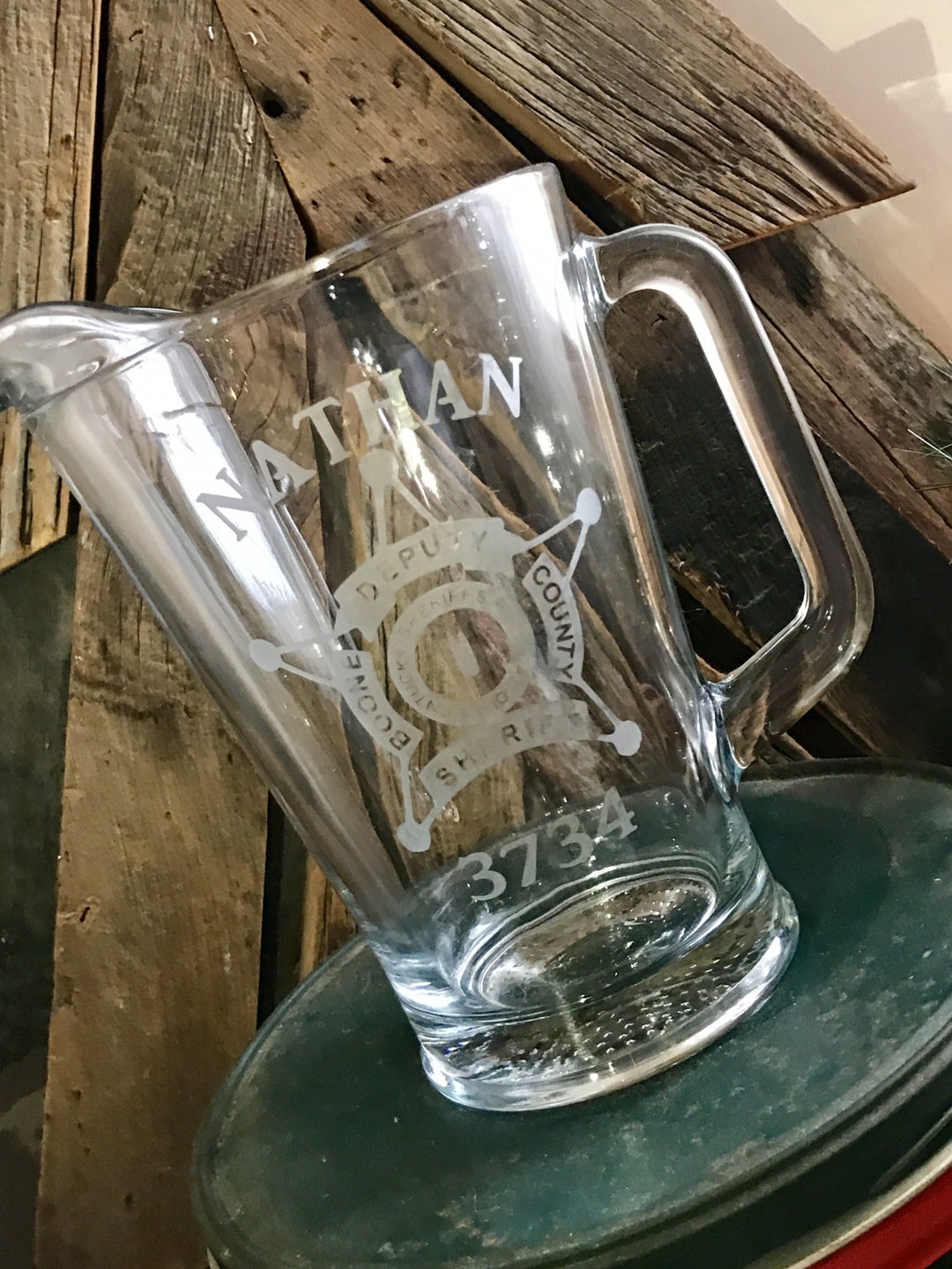 Custom Sherriff Badge Engraved Glass Pitcher|retirement Gift|law ...