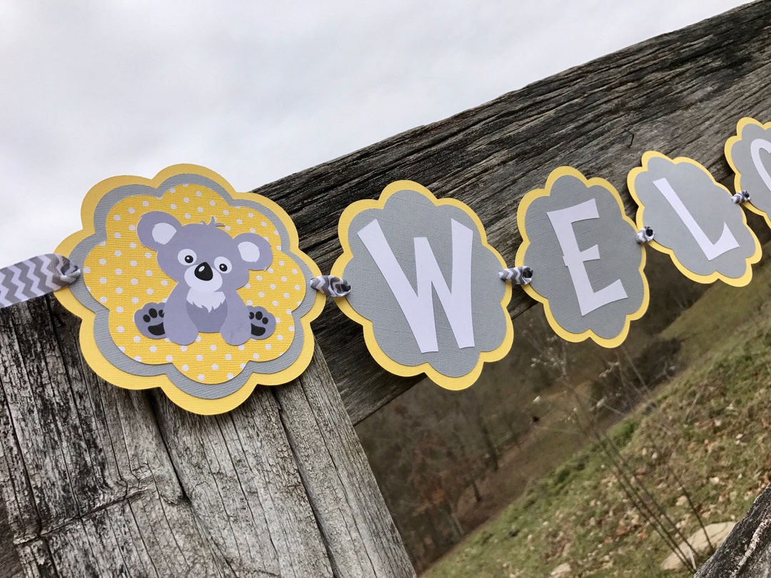 Adorable Koala Baby Shower Banner Welcome Baby, It's A Boy, It's A Girl ...