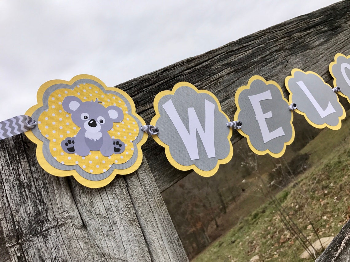 Adorable Koala Baby Shower Banner Welcome Baby, It's A Boy, It's A Girl ...