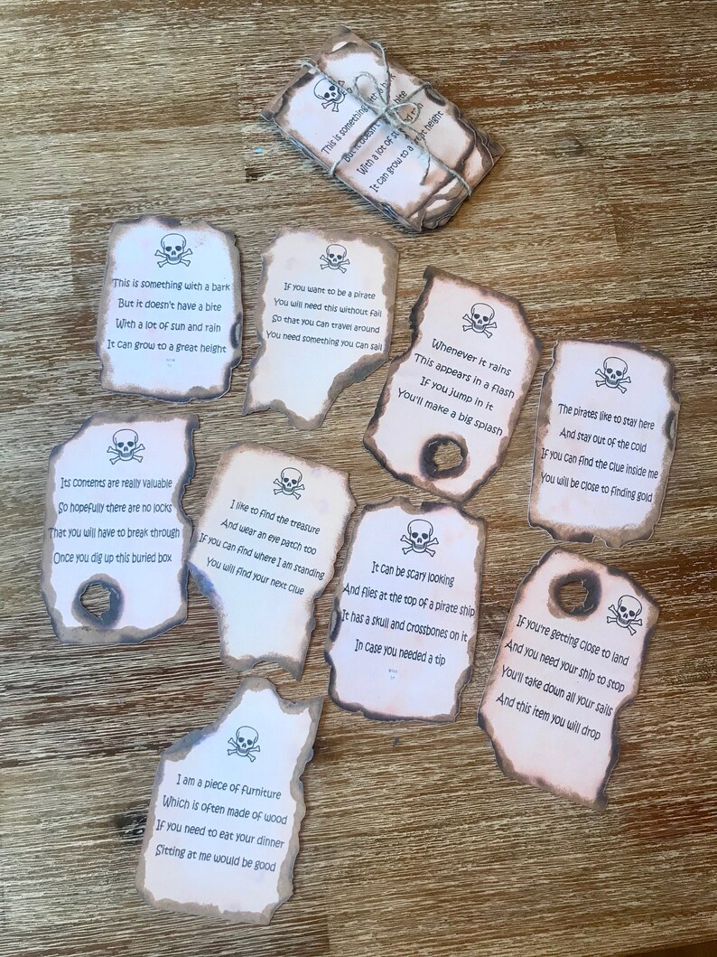Rustic Pirate Treasure Hunt Game, Scavenger Hunt Game, Pirate Birthday ...