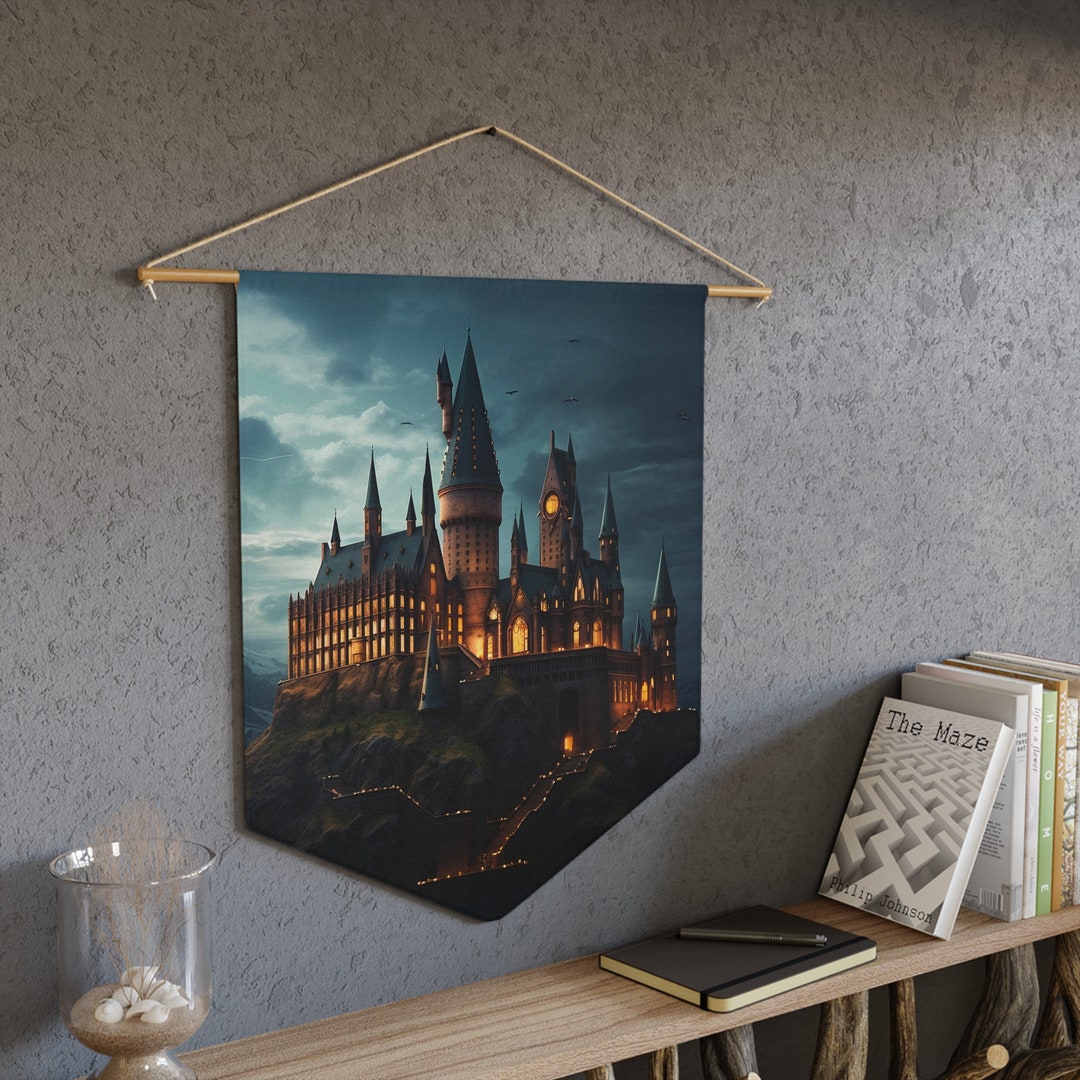 Wizarding School at Night Pennant • Magical Wall Decor • Wizard Theme ...