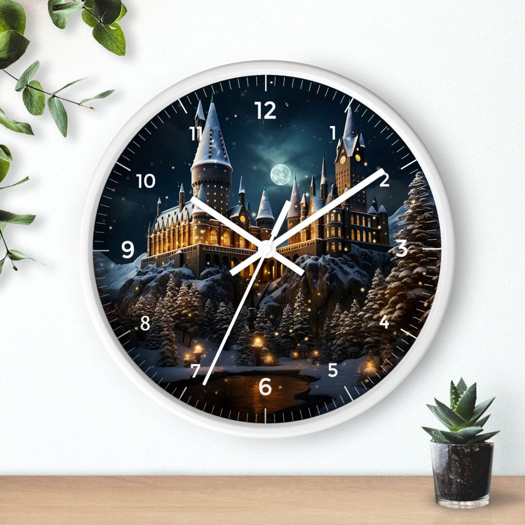 Fantasy Magic School Castle Clock • Magical Castle by Night Wall Clock ...