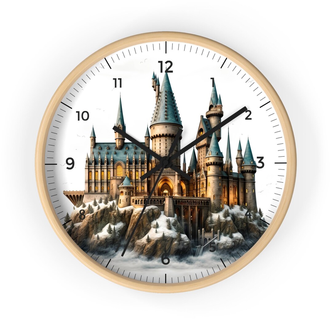 Fantasy Magic School Castle Clock • Magical Castle by Night Wall Clock ...