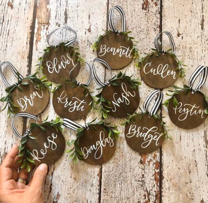 Stocking Name Tags Wood Stocking Tags Gift Exchange Custom | Etsy