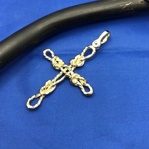 Nautical 14k Solid Yellow Gold Nautical Sailor’s Rope Knot Cross 3d ...