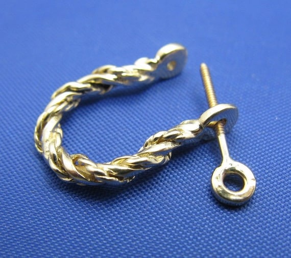 14k Yellow Gold Single Rope Twisted Pirate Shackle Earring - Etsy