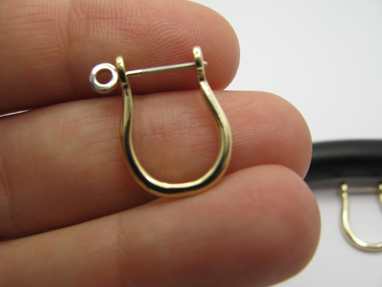 14k Solid Gold Two Tone Pirate Shackle Earring Pair With - Etsy