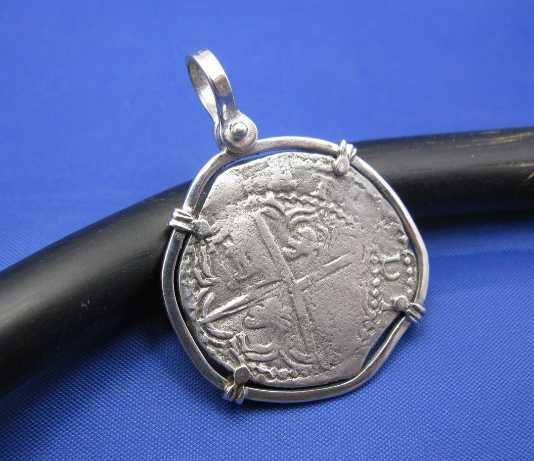 Sterling Silver Spanish "2 Reale" Atocha Treasure Replica Coin Pendant ...