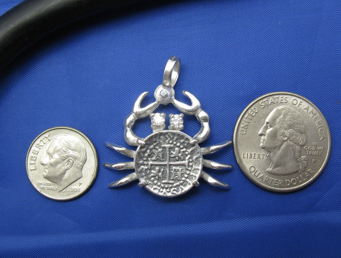Sterling Silver Pirate Coin Replica Inside Custom Crab Bezel - Etsy
