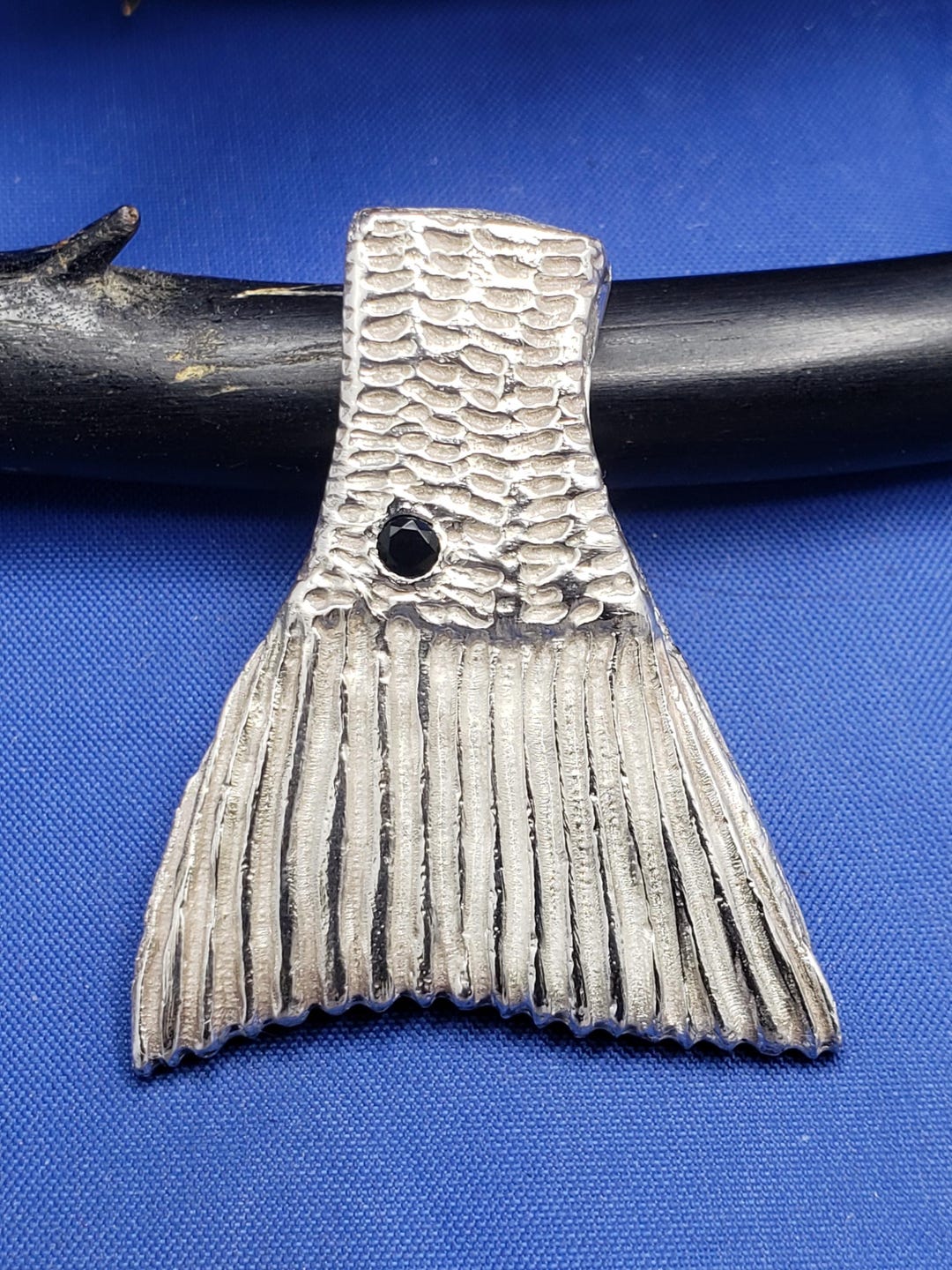 Custom Handcrafted Original Large Sterling Silver Red Fish Tail Pendant ...