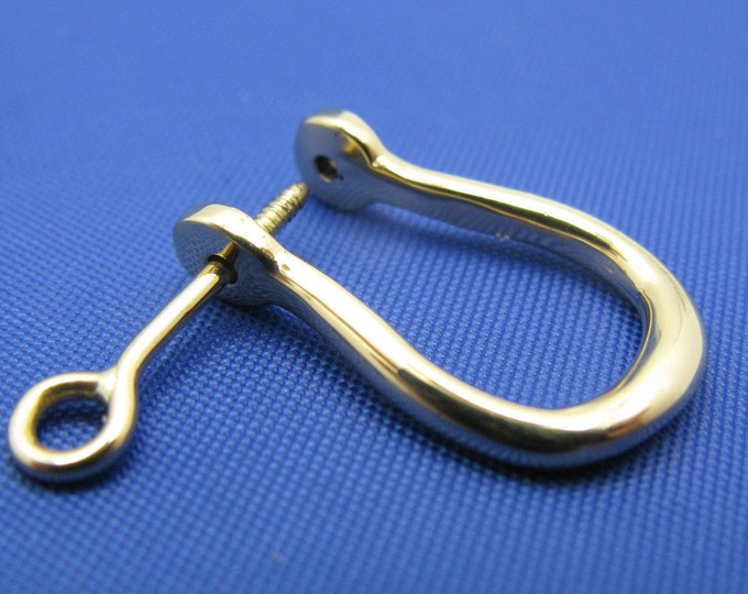 18k Solid Yellow Gold Nautical Shackle Earring Pirate Hoop With Secure ...