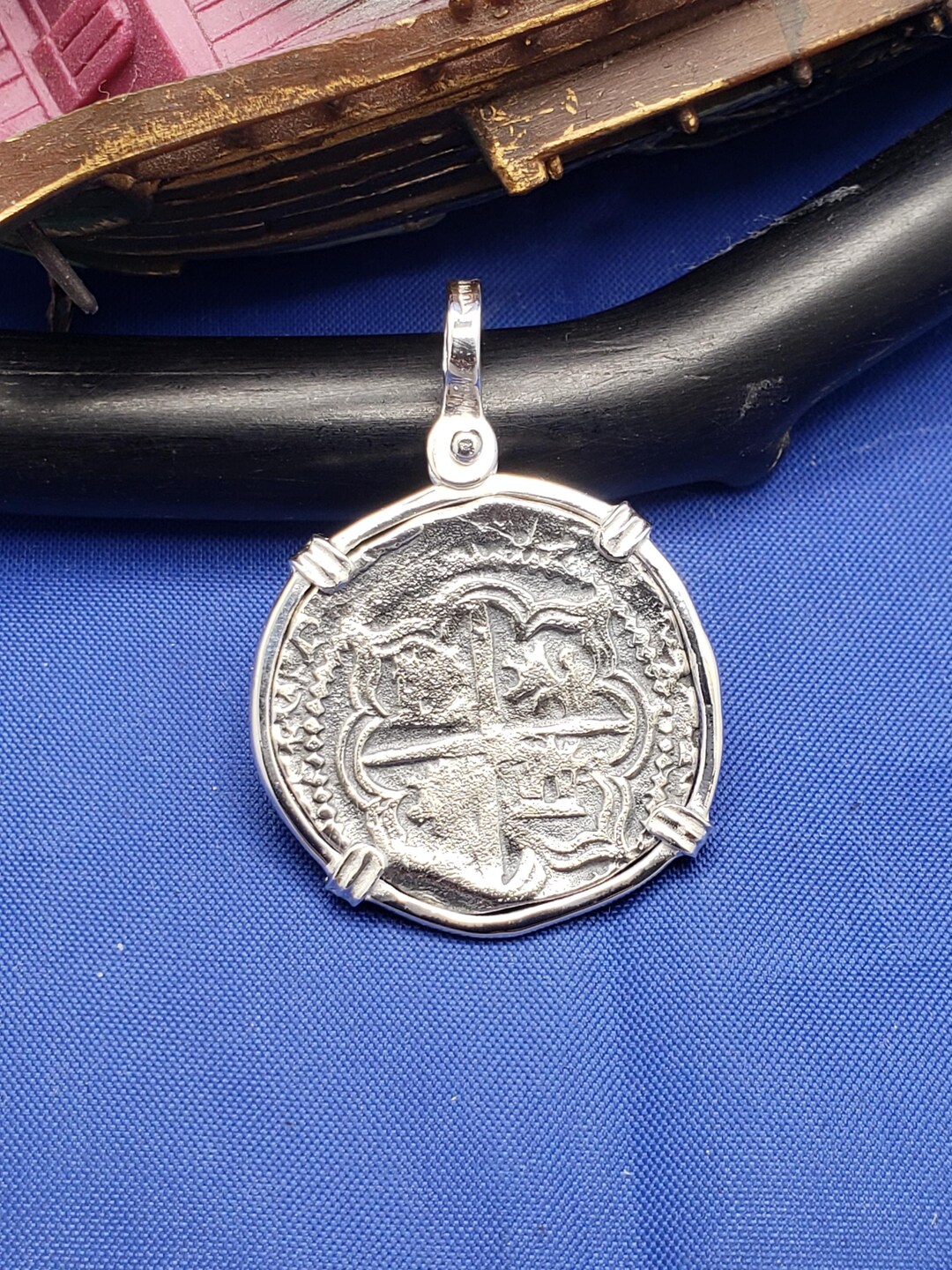Sterling Silver Bezel With Pirate Coin Doubloon Replica Atocha ...