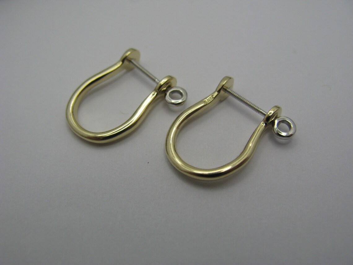 14k Solid Gold Two Tone Pirate Shackle Earring Pair With - Etsy